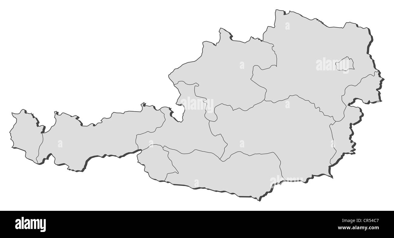 Political map of Austria with the several states Stock Photo - Alamy