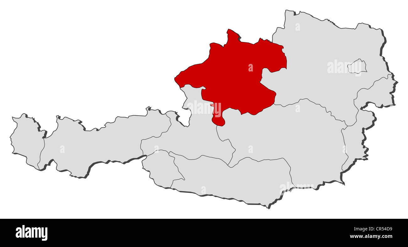 Political map of Austria with the several states where Upper Austria is ...