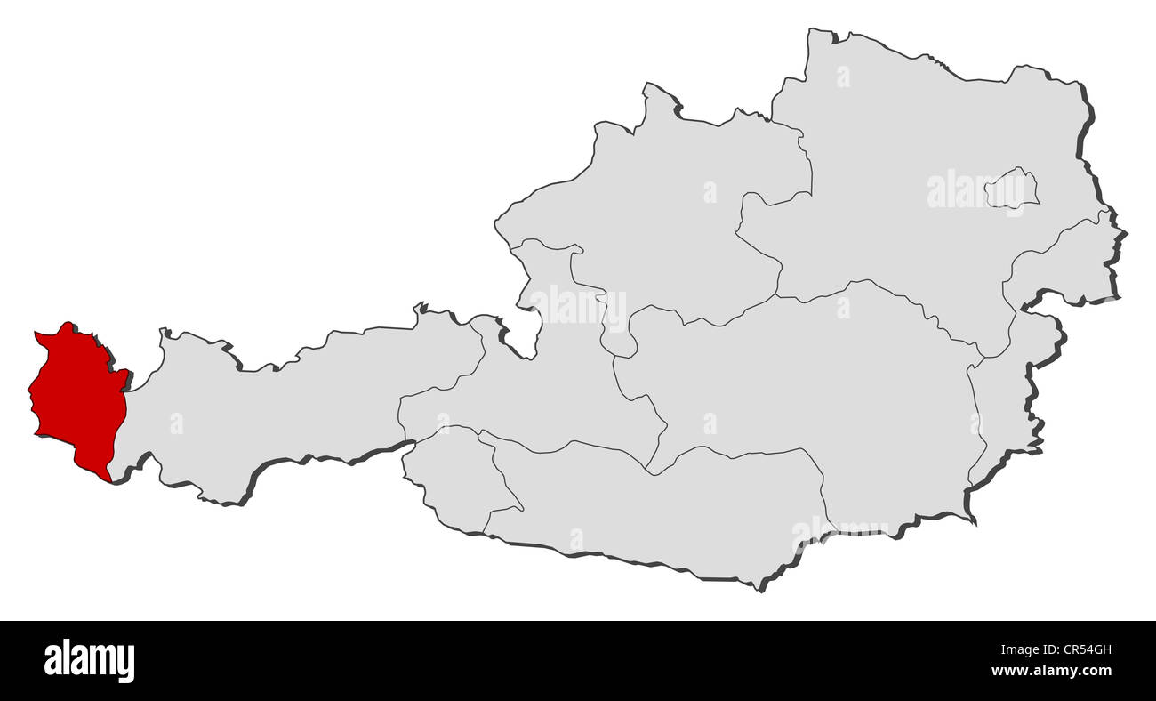 Political map of Austria with the several states where Vorarlberg is ...