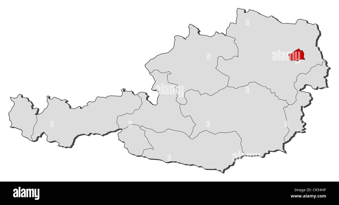 Political map of Austria with the several states where Vienna is ...