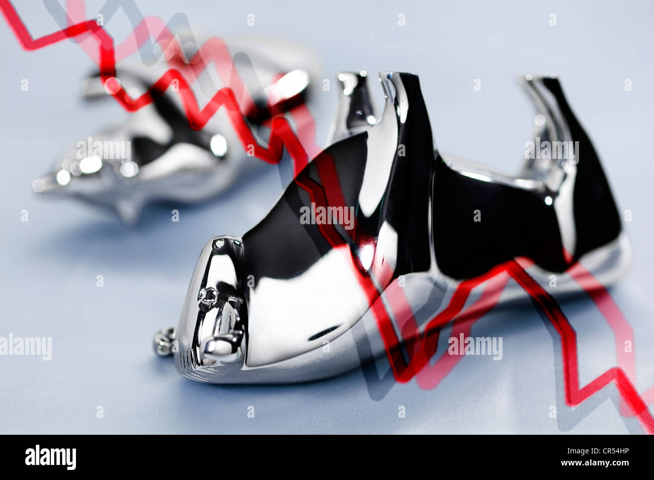 Bull and bear, symbol of the stock market, dead on their backs ...