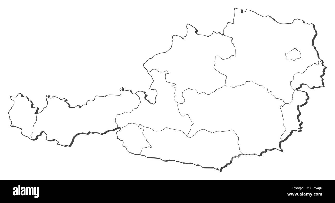 Political map of Austria with the several states Stock Photo - Alamy