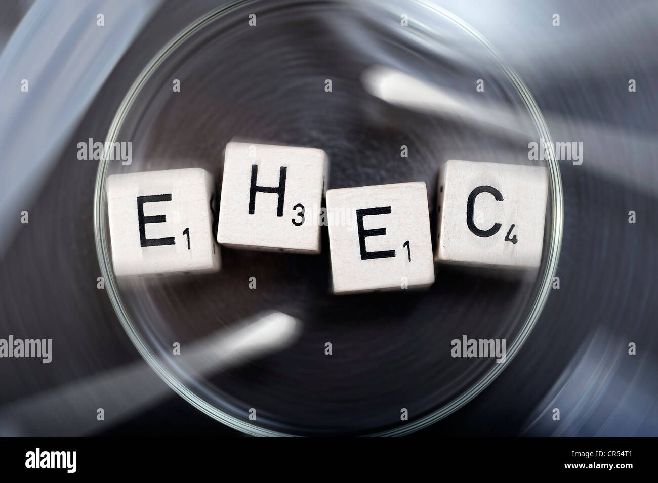 Lettering EHEC in a petri dish, symbolic image for EHEC pathogens Stock ...