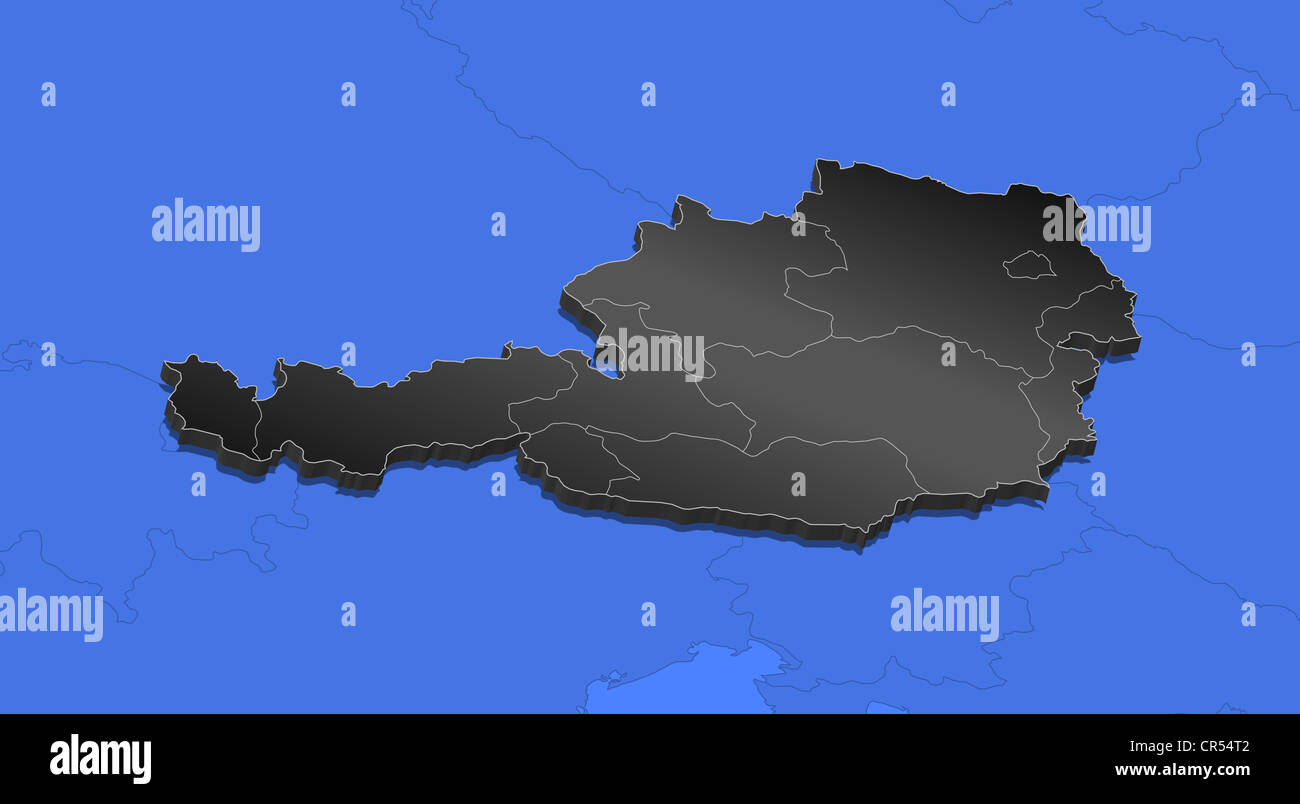 Political map of Austria with the several states Stock Photo - Alamy