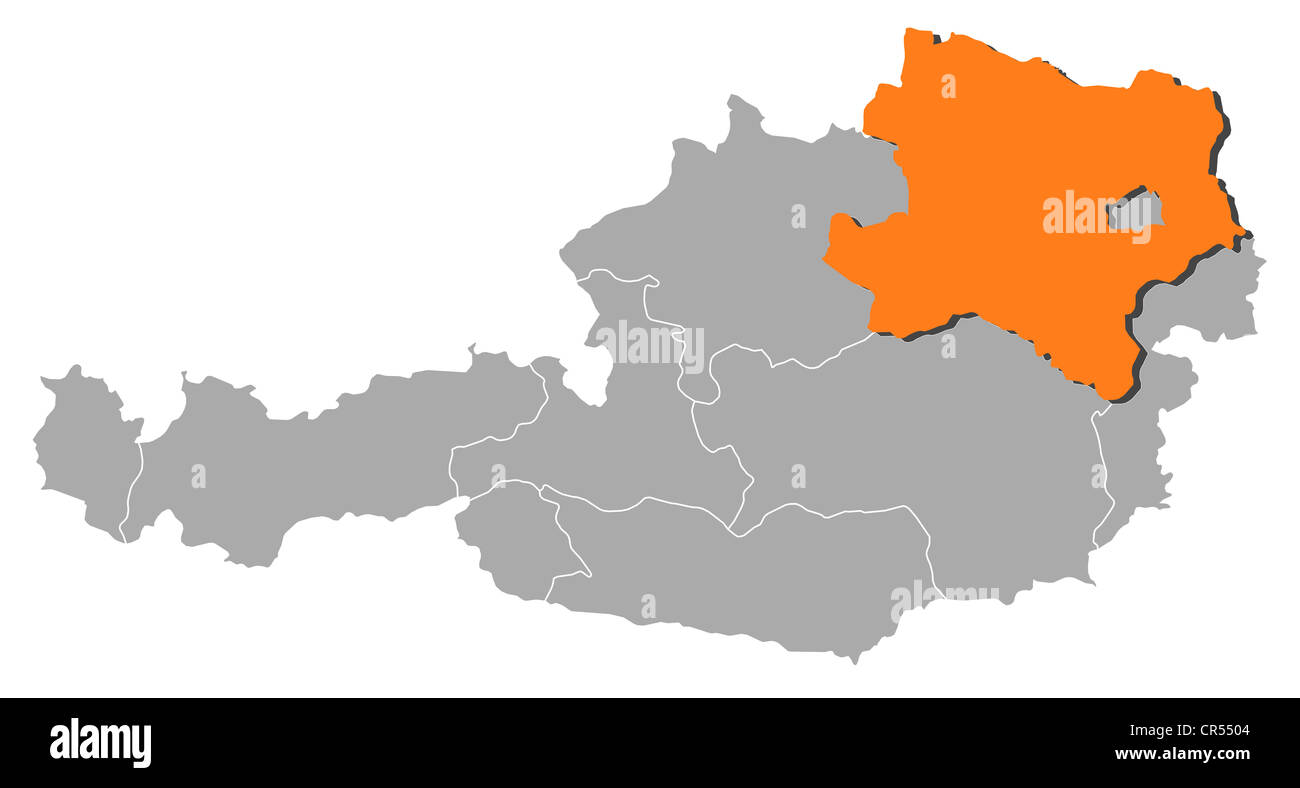 Political map of Austria with the several states where Lower Austria is ...