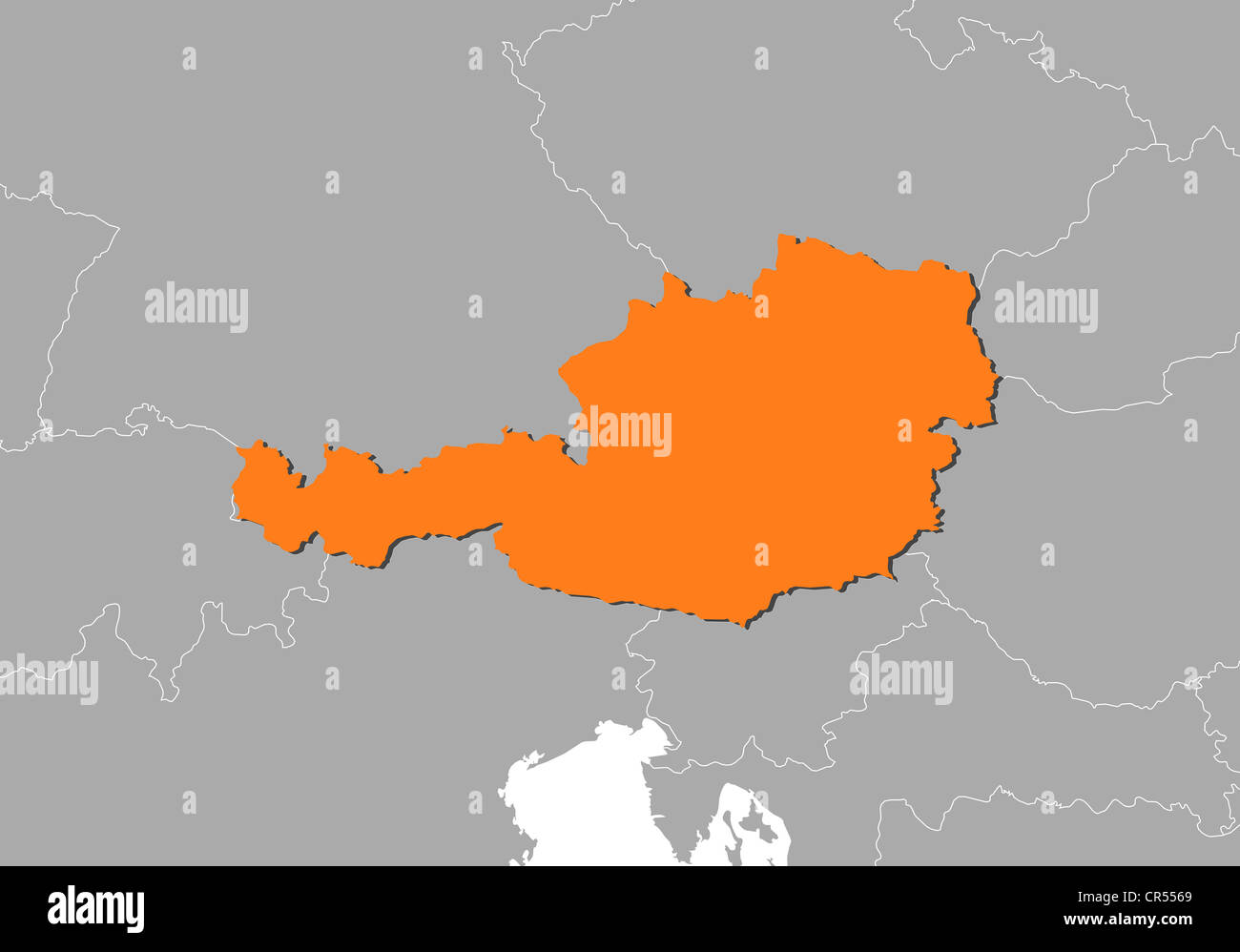 Political map of Austria with the several states Stock Photo - Alamy