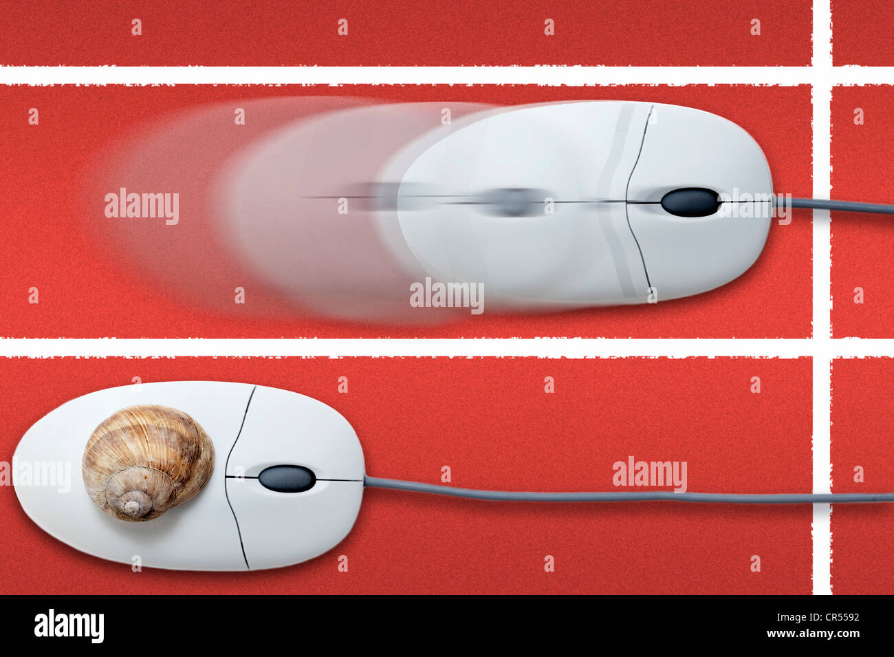 Computer mouse with a snail shell and a computer mouse with motion blur ...