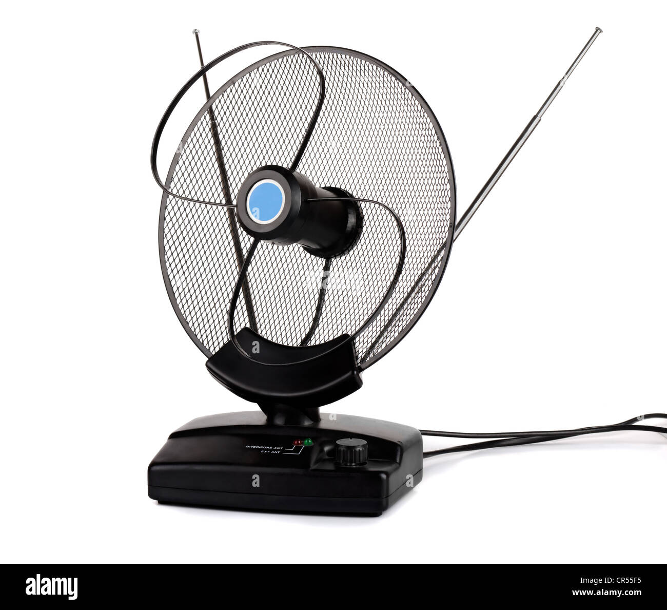 Black indoor television antenna isolated on white Stock Photo - Alamy
