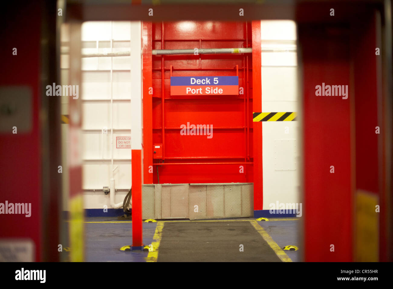 deck 5 port side vehicle deck of a passenger and freight ferry in the ...