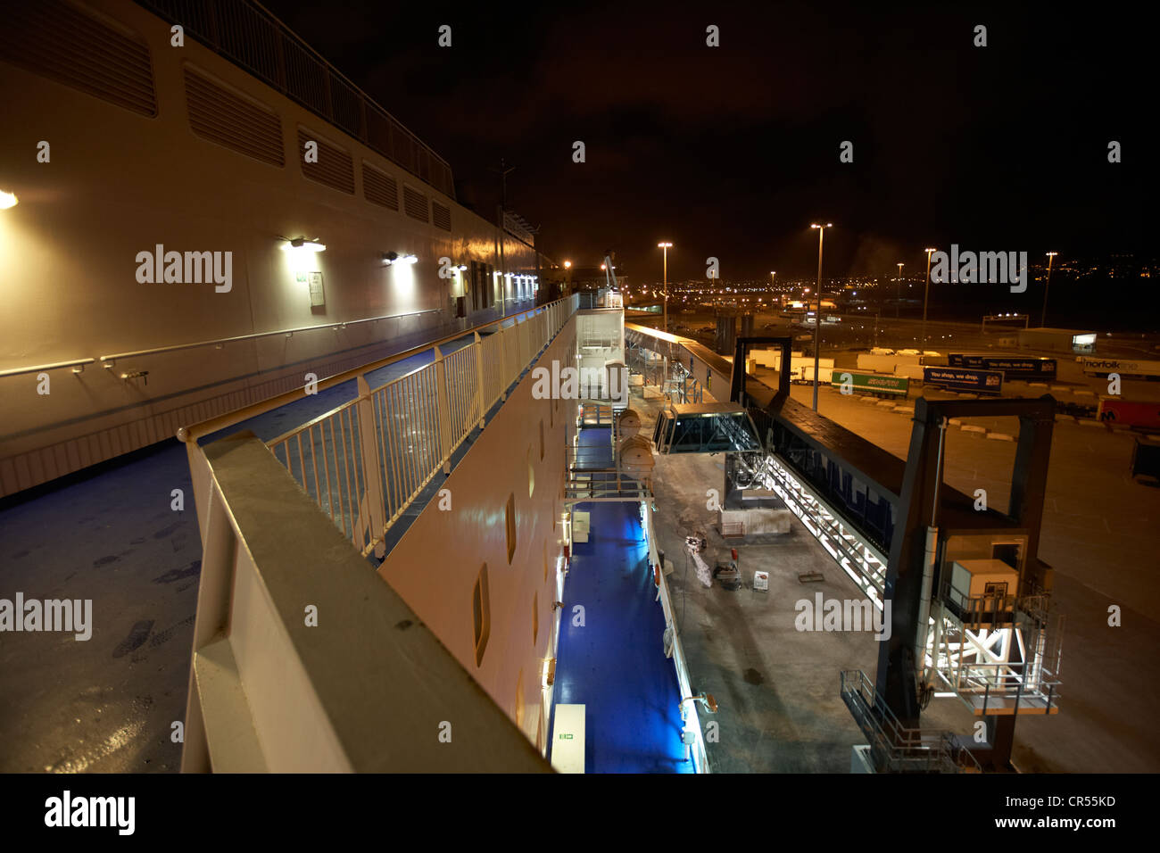 on board stena line fast modern ferry at night in belfast harbour ...
