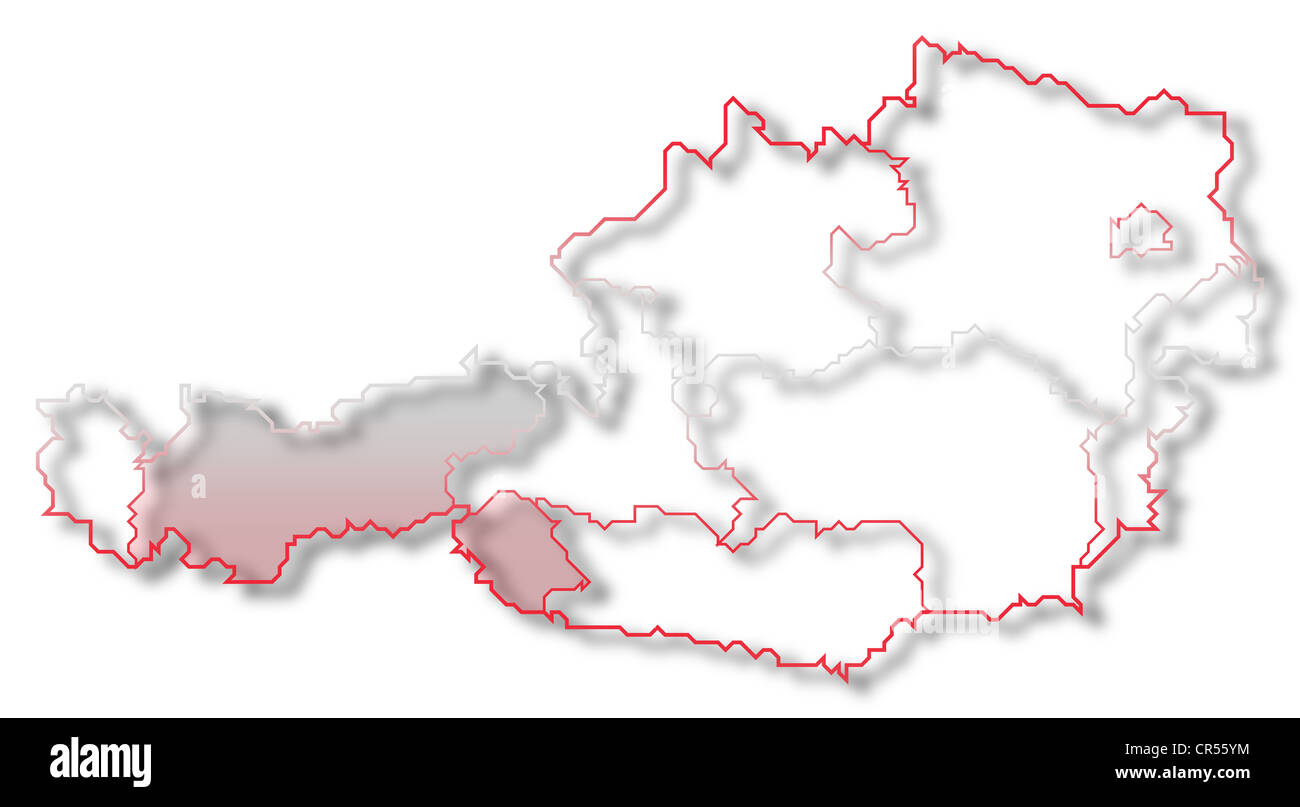 Political map of Austria with the several states where Tyrol is ...