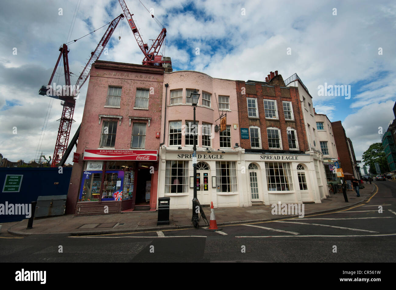 Greenwich row of old shops beside building development Stock Photo - Alamy