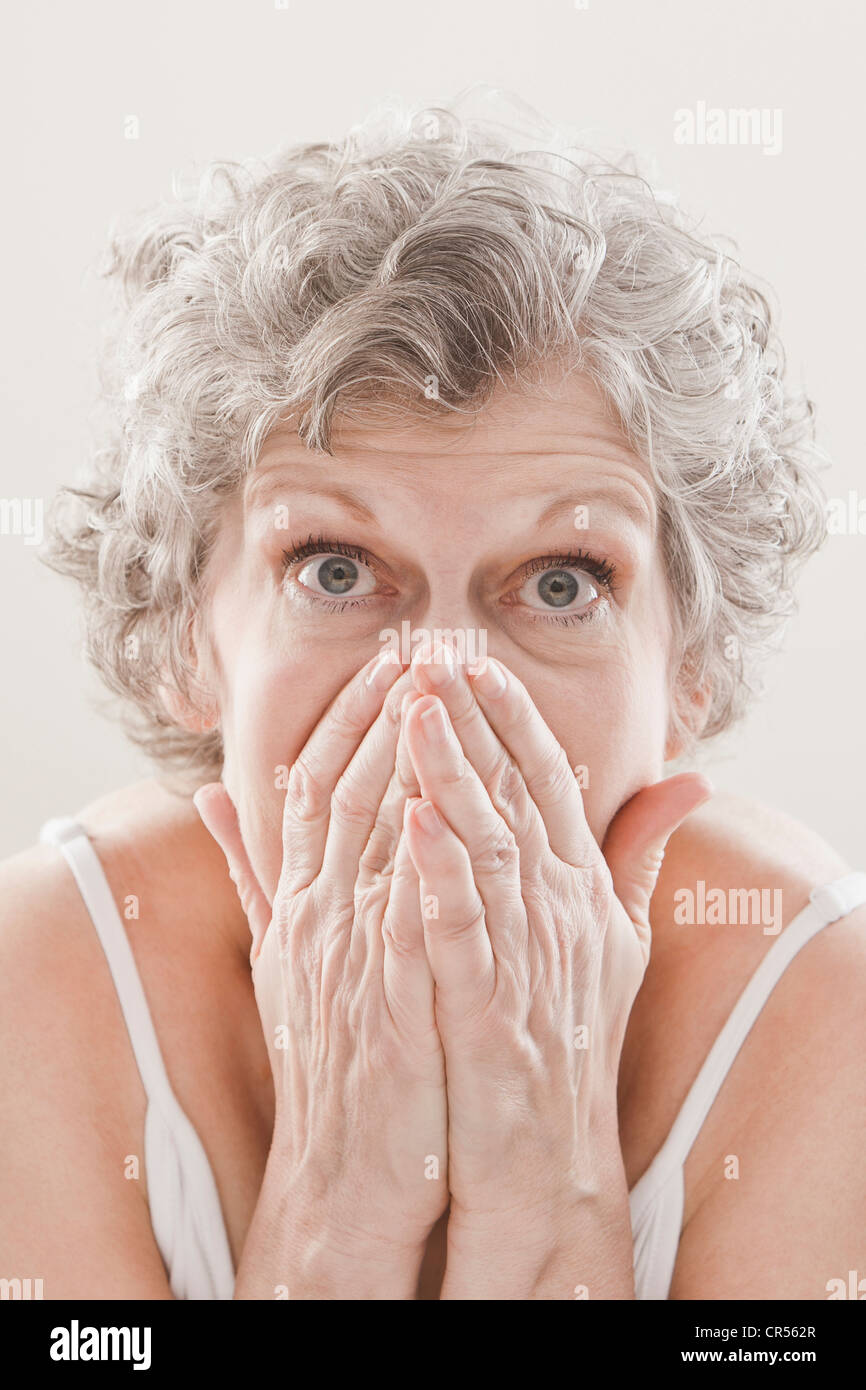 Shocked Caucasian woman Stock Photo - Alamy