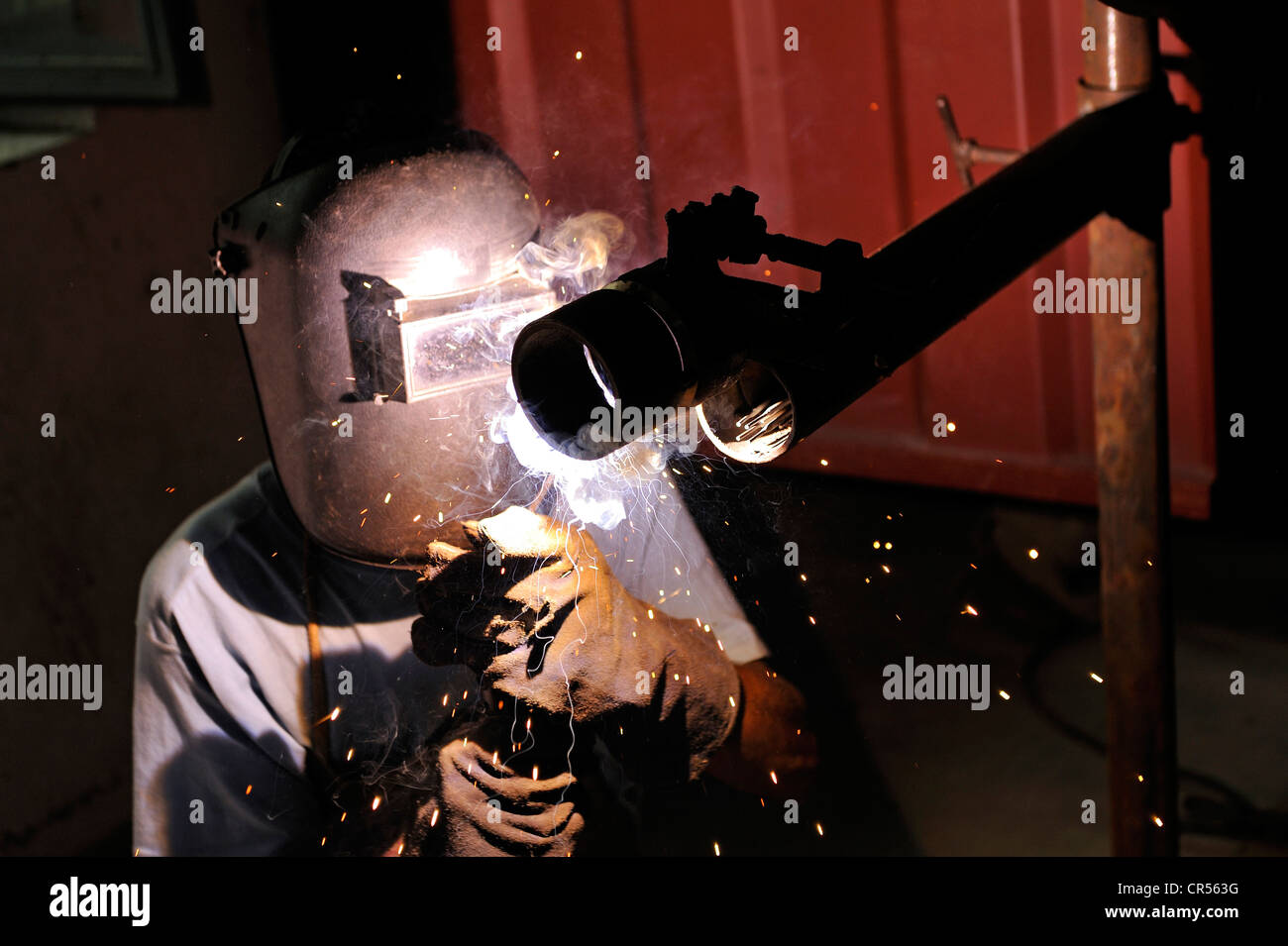 Vocational student learning welding techniques, vocational training at ...