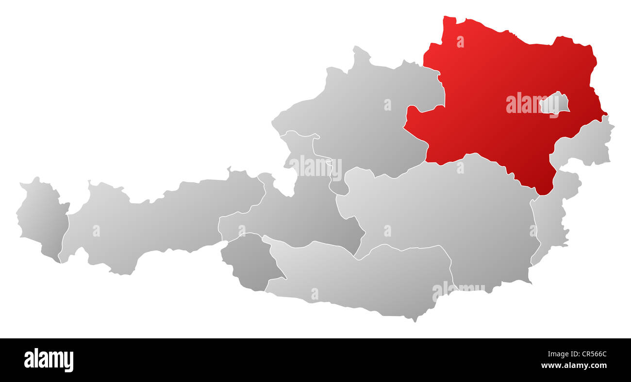 Political map of Austria with the several states where Lower Austria is ...
