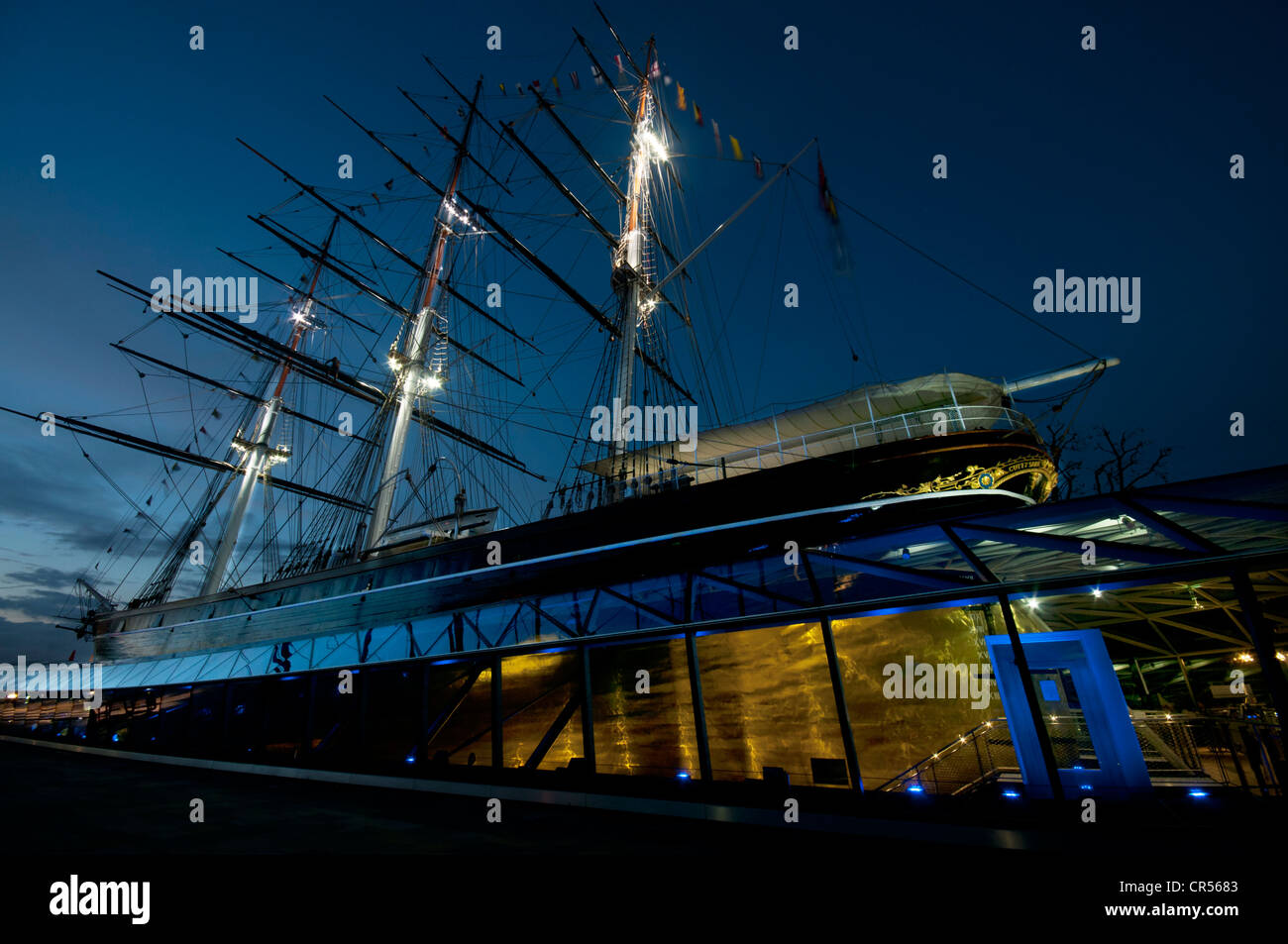 Newly renovated Cutty Sark tea clipper ship at Greenwich London UK ...