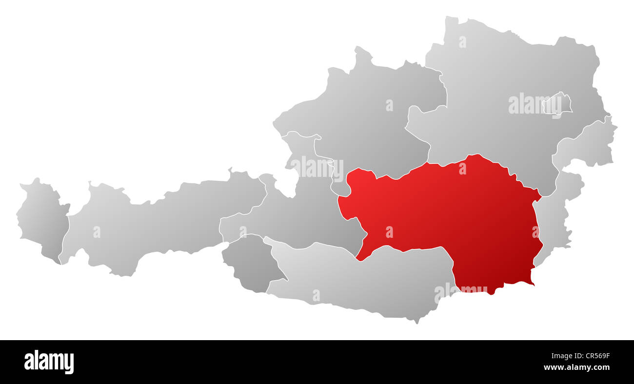 Political map of Austria with the several states where Styria is ...