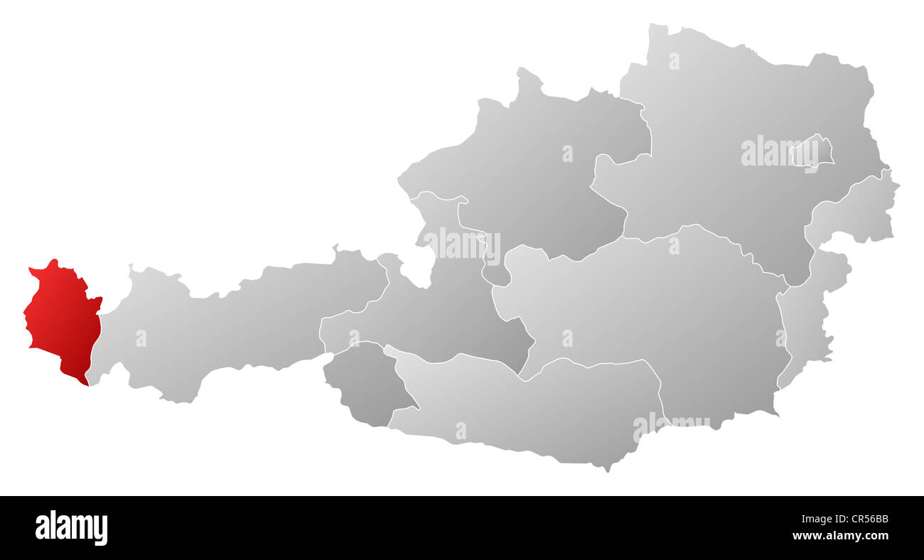 Political map of Austria with the several states where Vorarlberg is ...