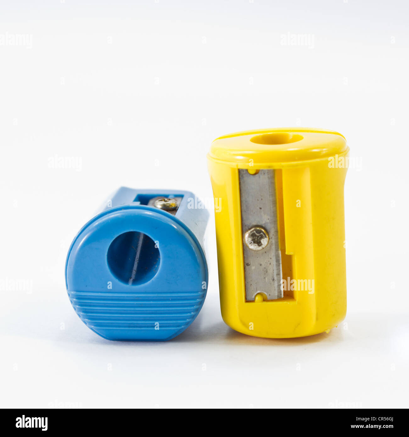 Blue and Yellow Pencil Sharpeners Stock Photo - Alamy