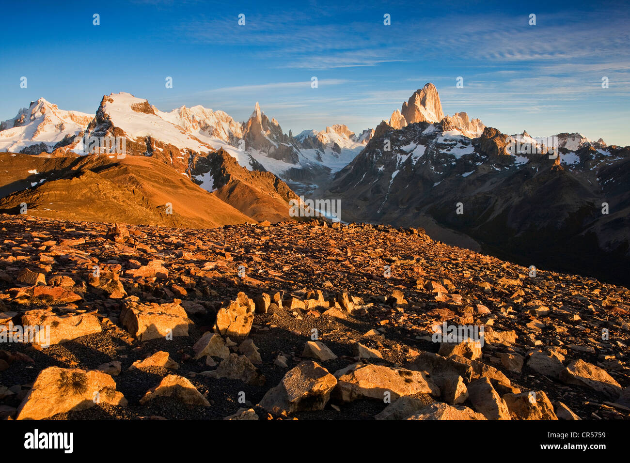 Summit of Fitz Roy Mountain and Cerro Torre Mountain, Patagonia, Los ...