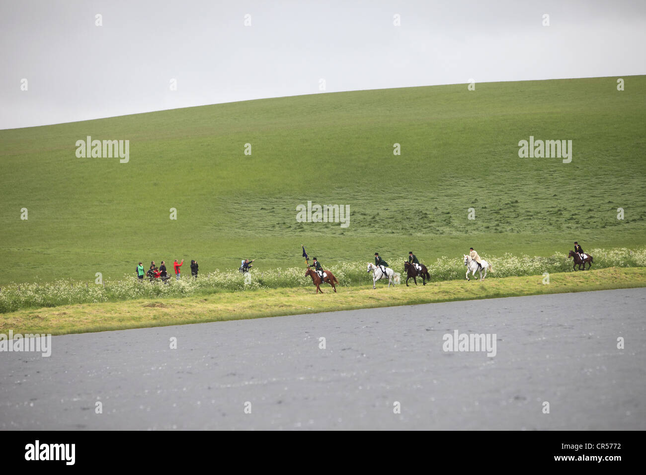 The Cornet & his supporters ride the outlying marches during Hawick ...