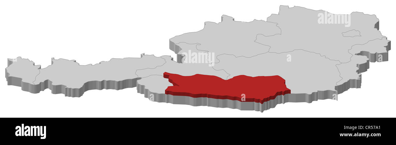 Political map of Austria with the several states where Carinthia is ...