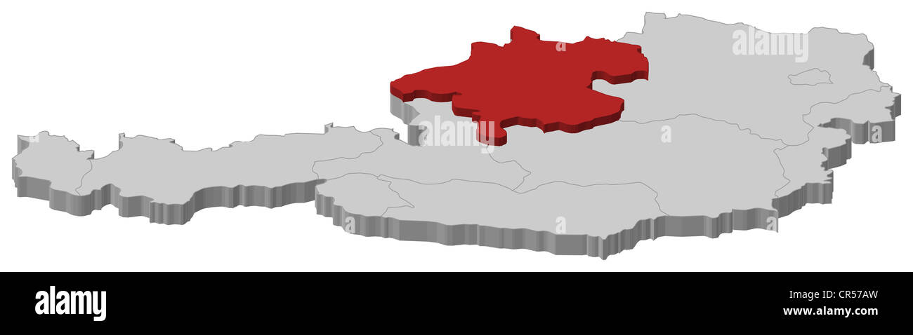 Political map of Austria with the several states where Upper Austria is ...