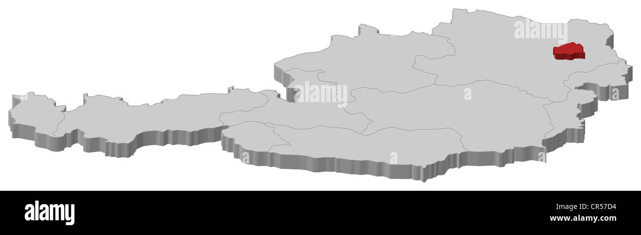 Political map of Austria with the several states where Vienna is ...