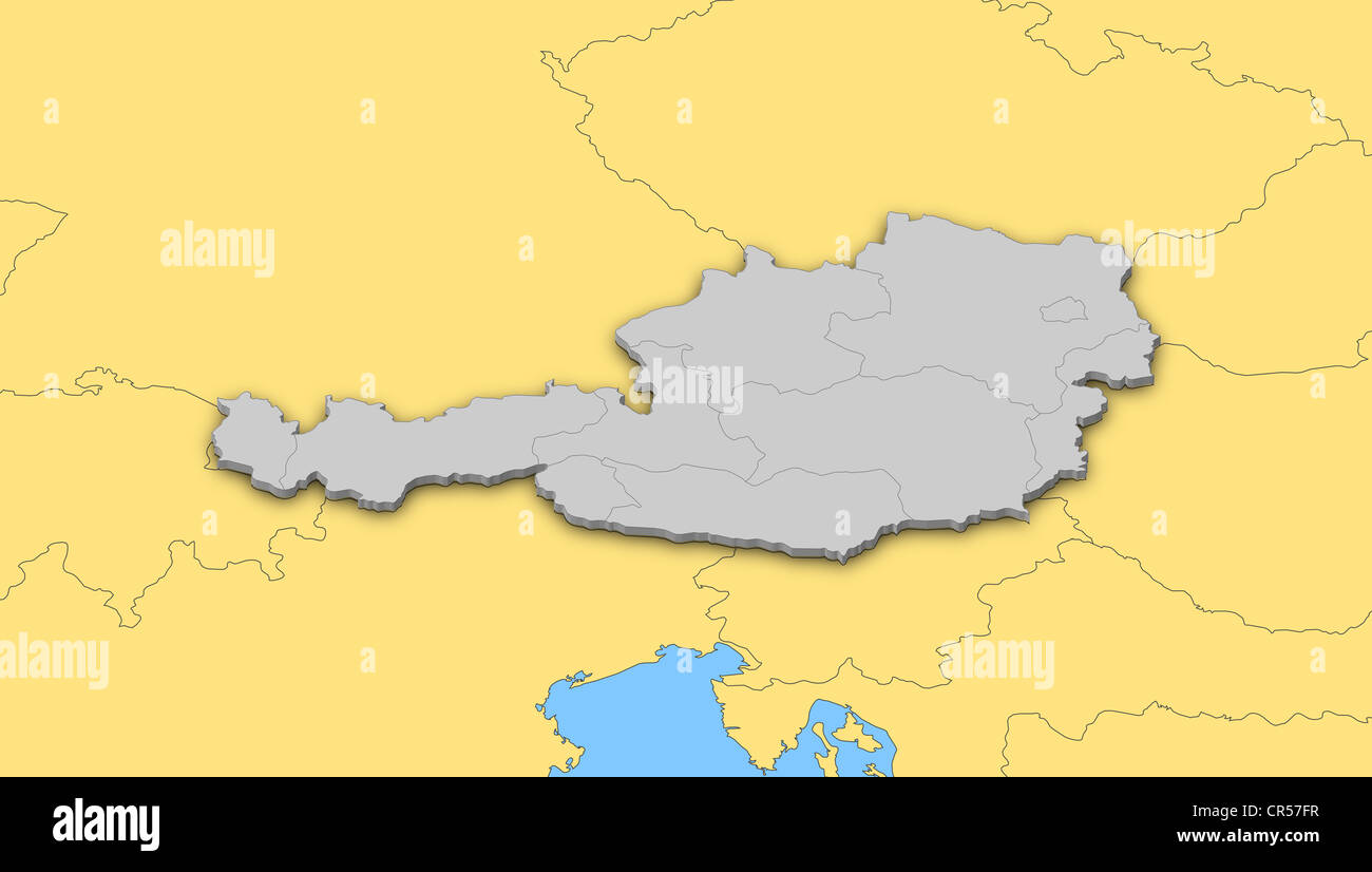 Political map of Austria with the several states Stock Photo - Alamy