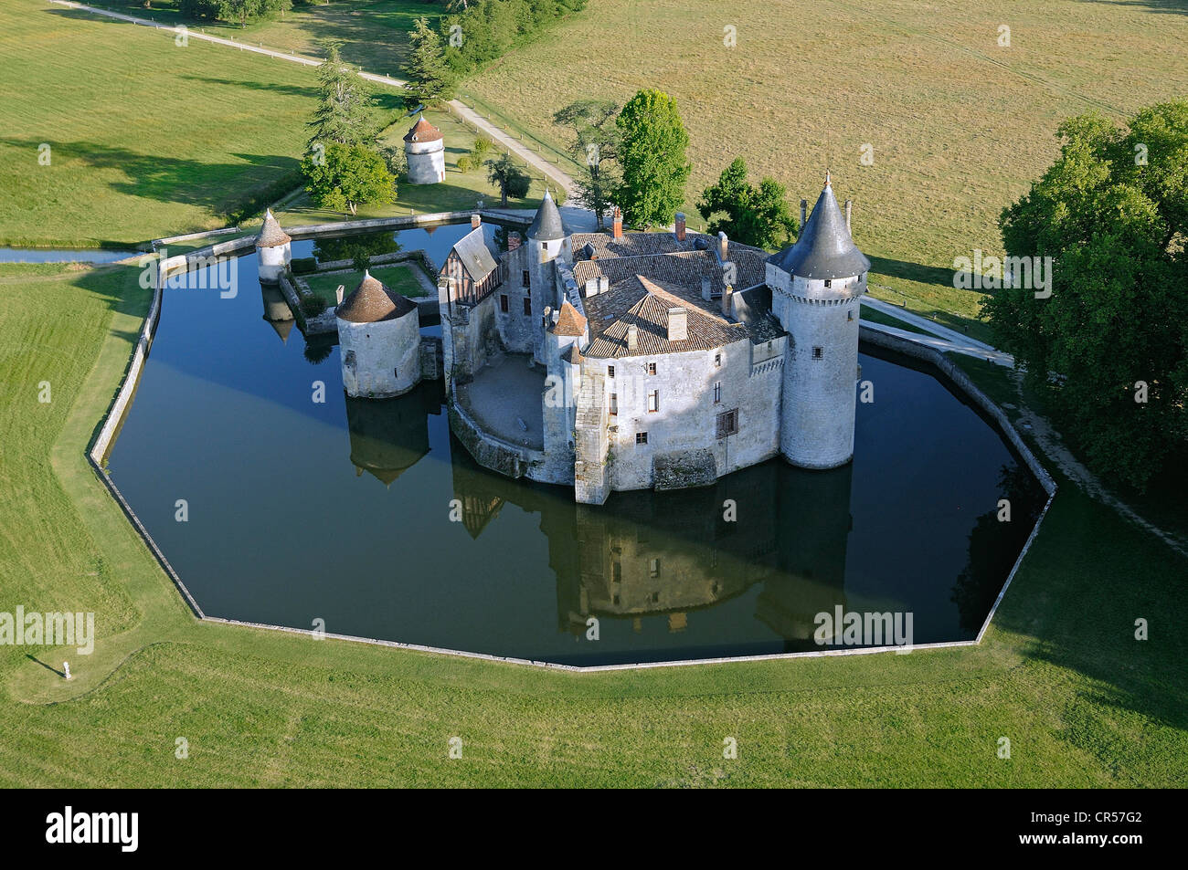 France, Gironde, chateau de la Brede where lived Montesquieu (aerial ...