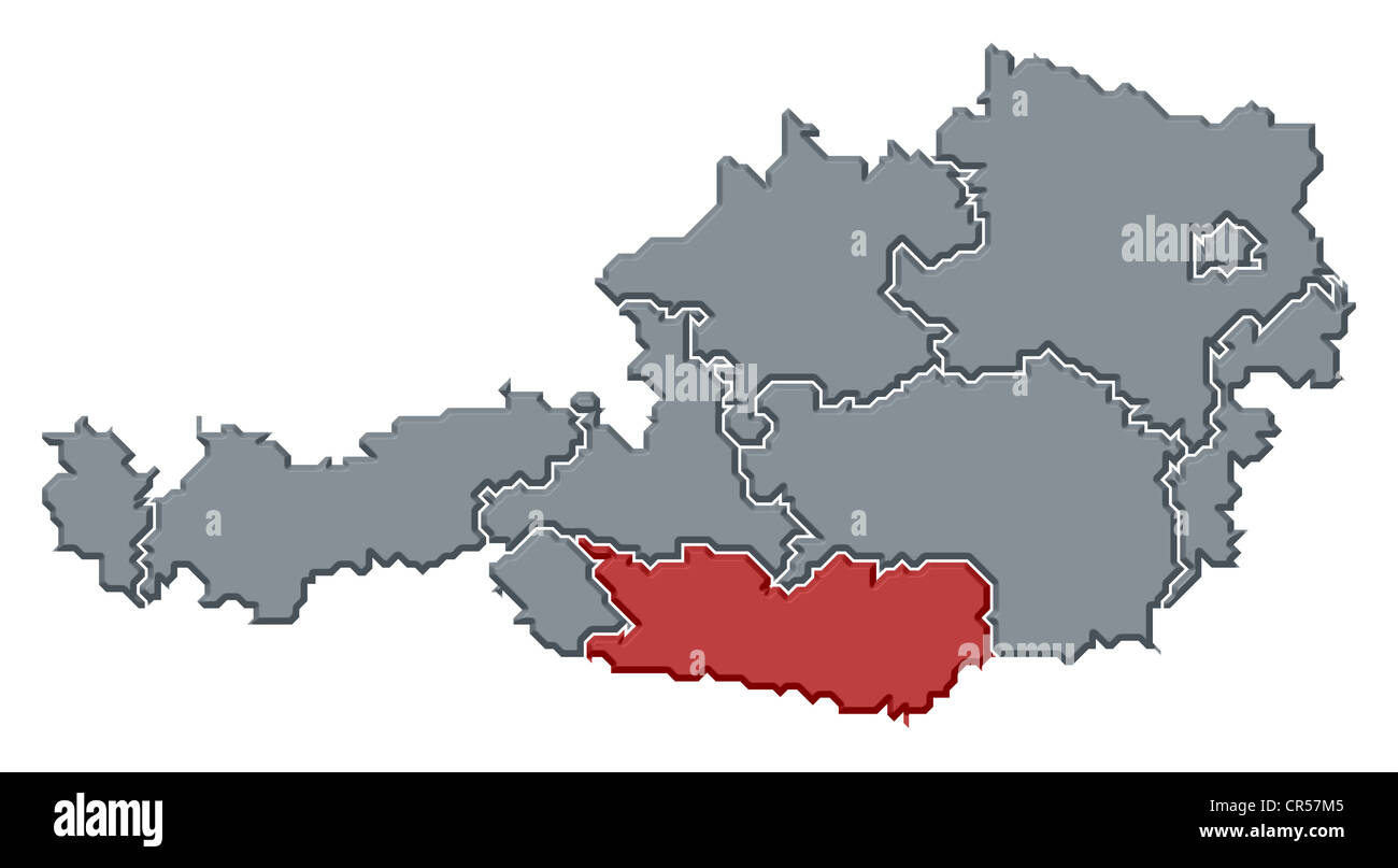 Political map of Austria with the several states where Carinthia is ...