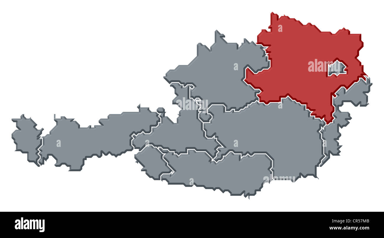 Political map of Austria with the several states where Lower Austria is ...
