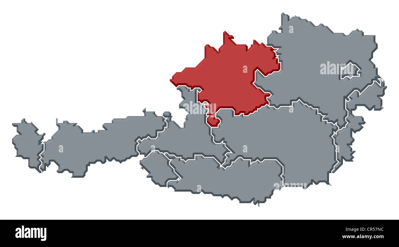 Political map of Austria with the several states where Upper Austria is ...