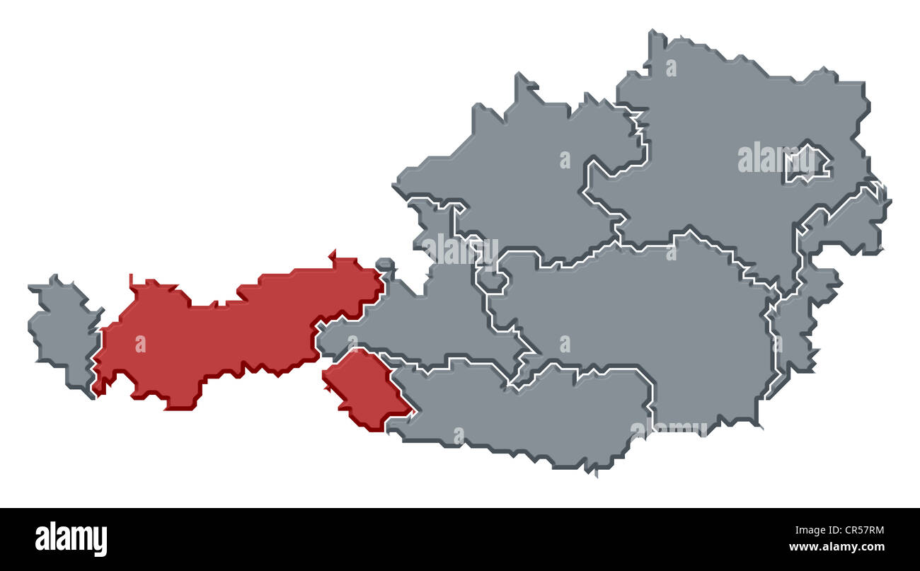 Political map of Austria with the several states where Tyrol is ...