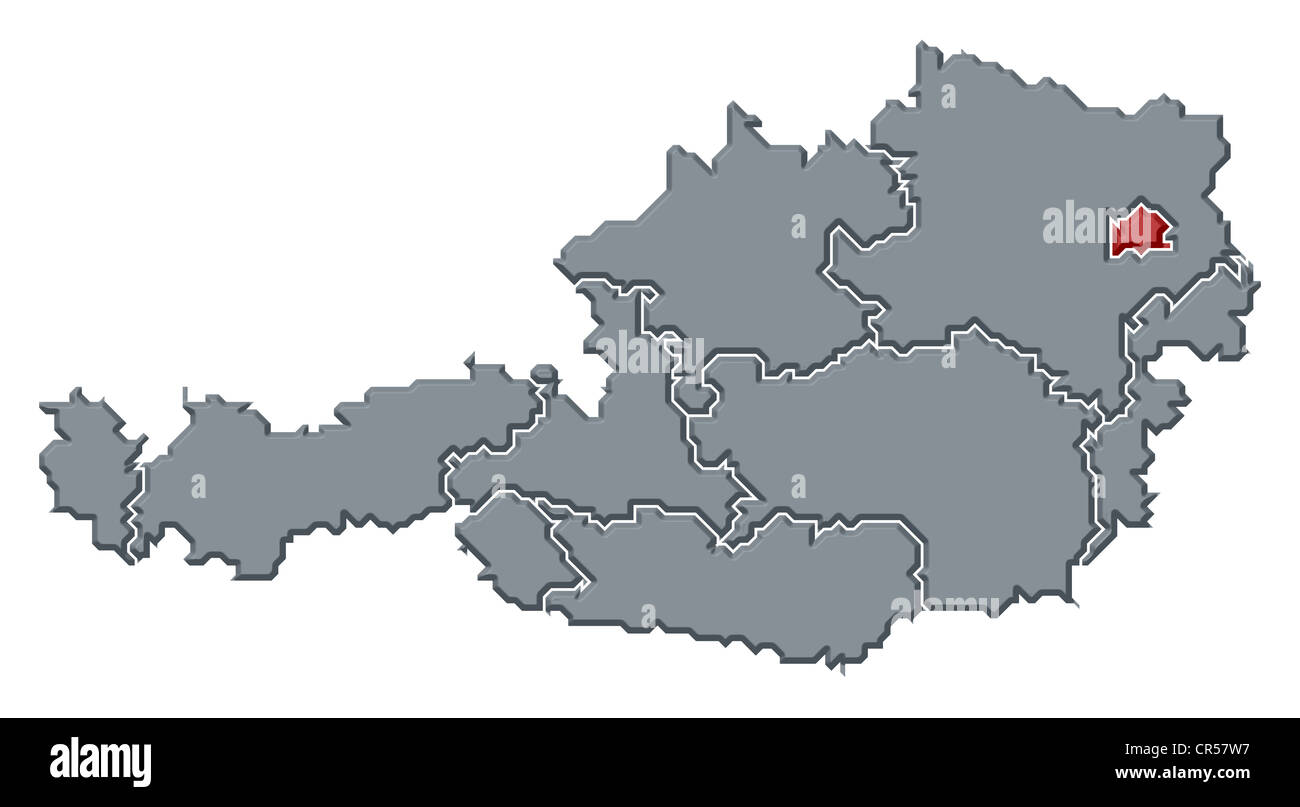Political map of Austria with the several states where Vienna is ...