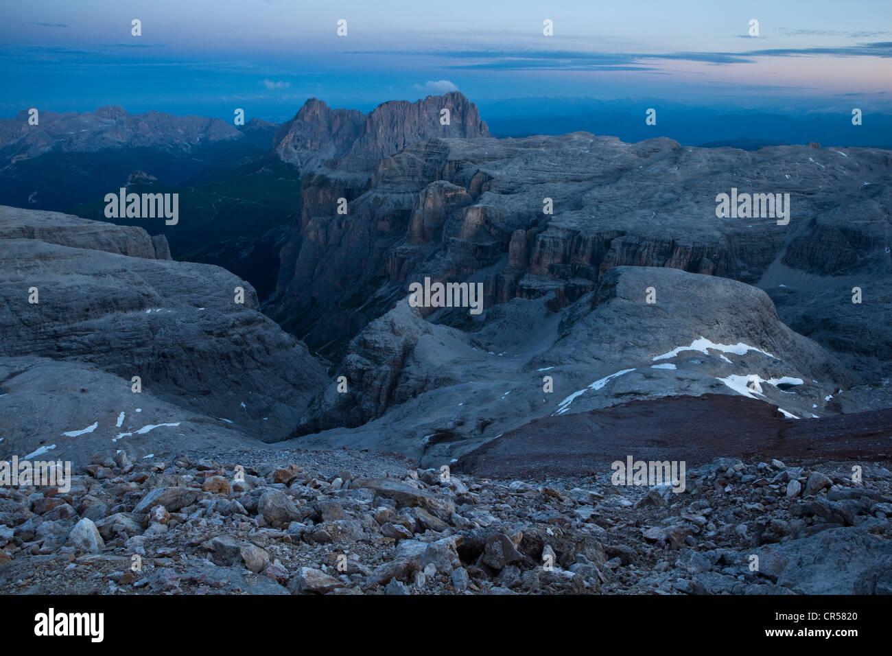 View of the Sella range from Mt Piz Boe, Dolomites, South Tyrol, Italy ...