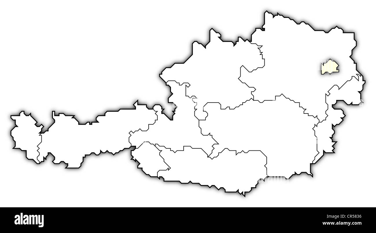 Political map of Austria with the several states where Vienna is ...