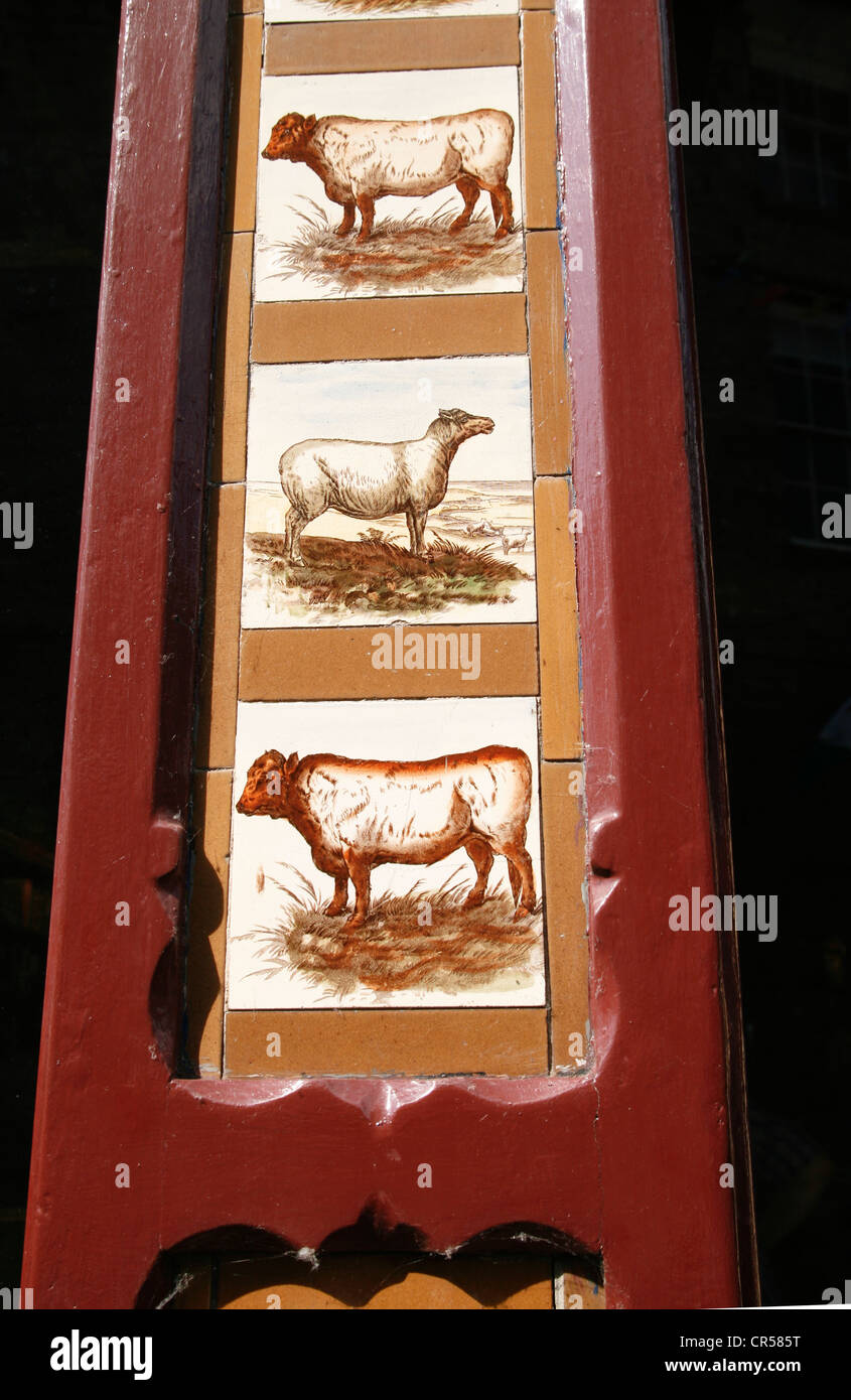 Richard Booth book shop decorated tiles Hay-on-Wye Powys Wales UK Stock ...