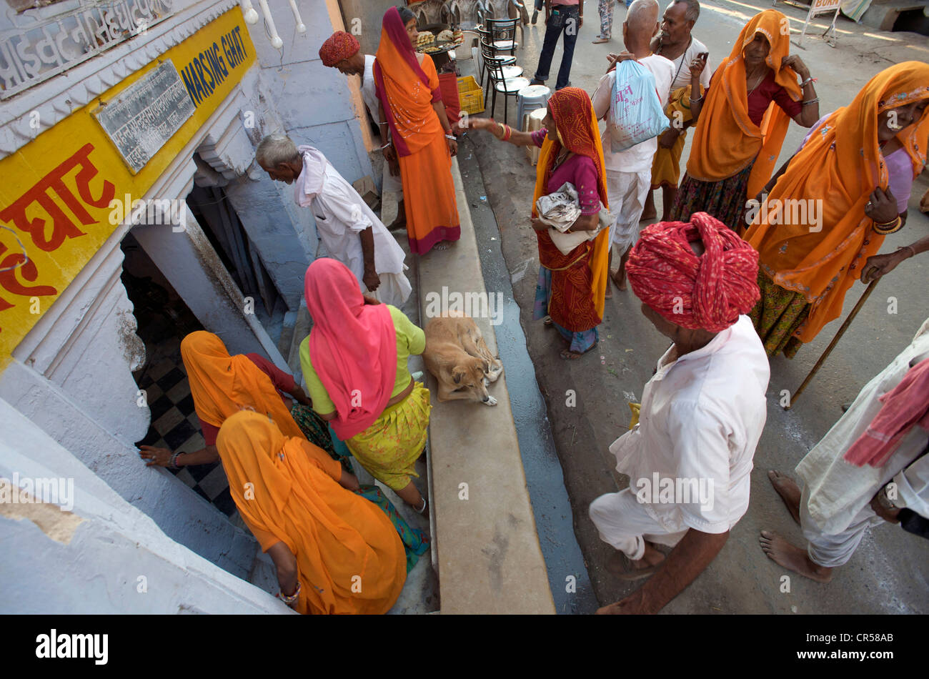 India, Rajasthan State, Pushkar, crowd in the streets during the ...