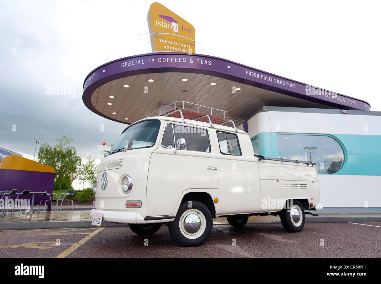 Bay Window crew cab pick up VW transporter, or micro bus Stock Photo ...
