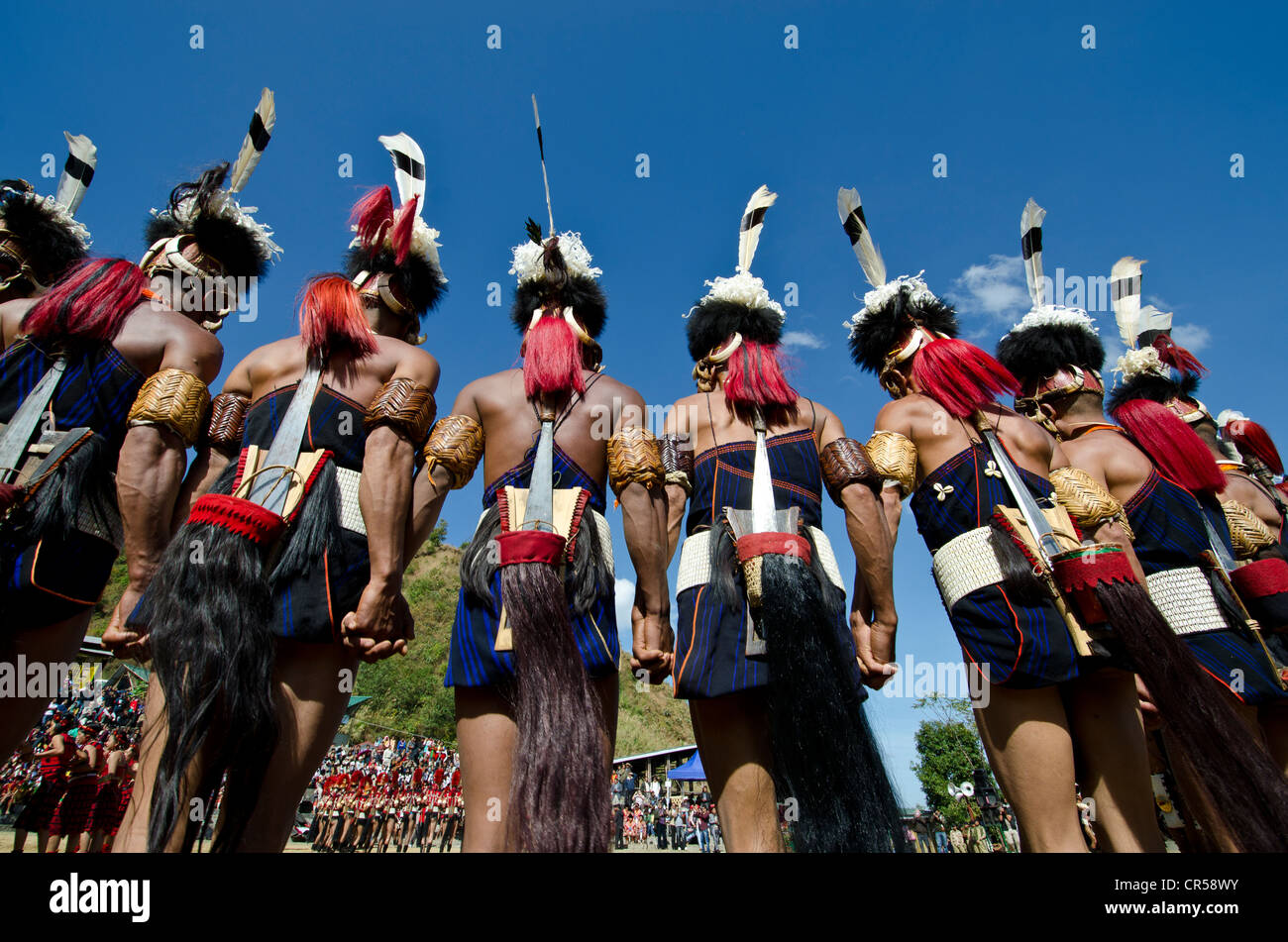 Warriors of the Khiamniungan tribe performing ritual dances at the ...