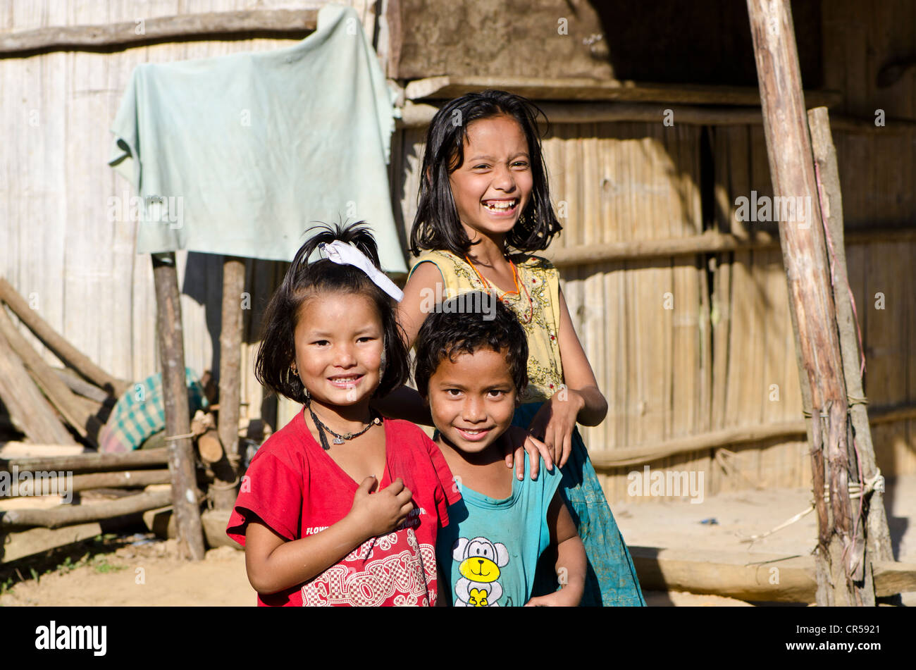 Children of the Adi Gallo tribe in Bame village, Arunachal Pradesh ...
