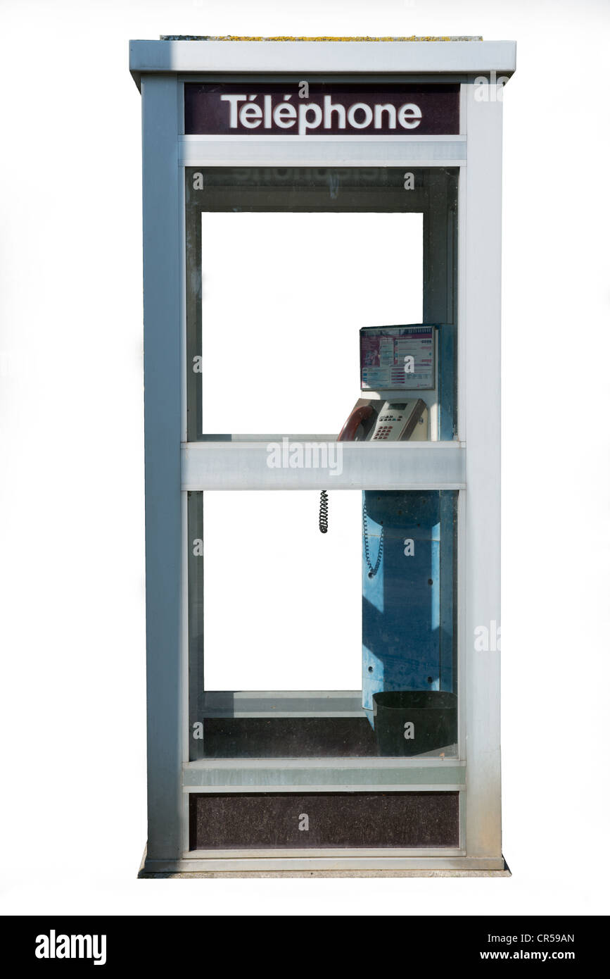 Typical French telephone box isolated Stock Photo - Alamy