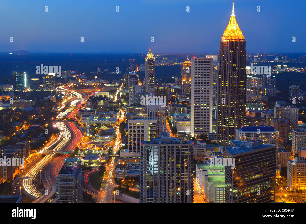 Aerial view downtown atlanta freeway hi-res stock photography and ...