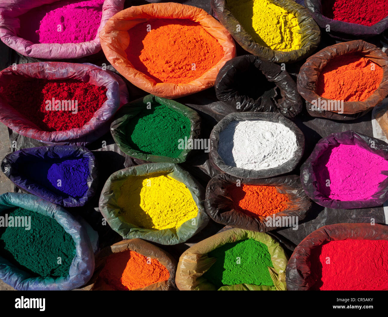 Color powder, for sale at a market for religious rituals at the ...