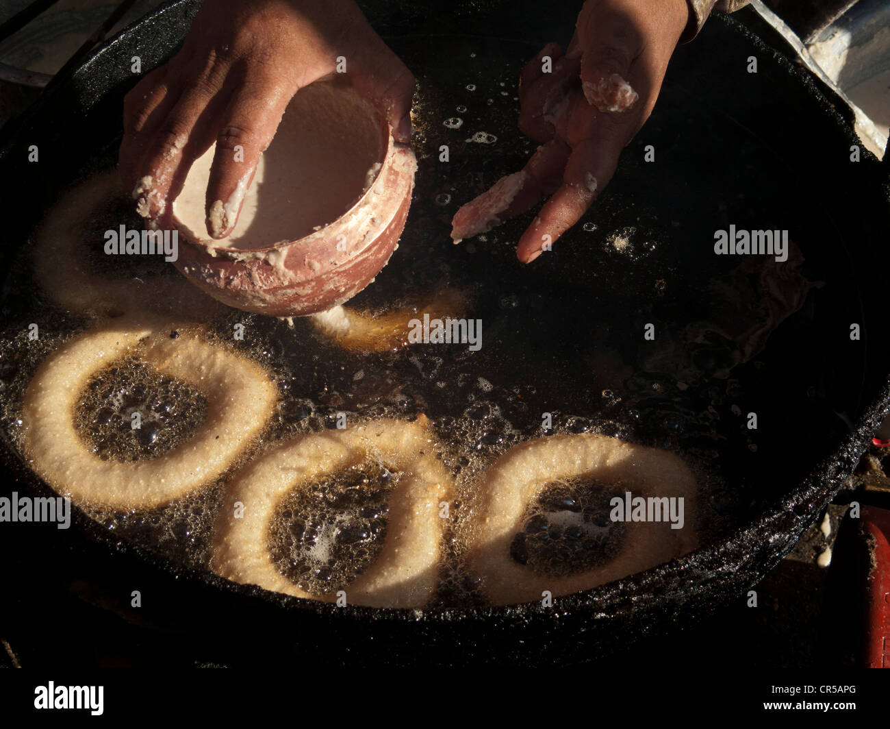 Sel Roti, traditional deepfried breakfast for Nepali people, Kathmandu ...