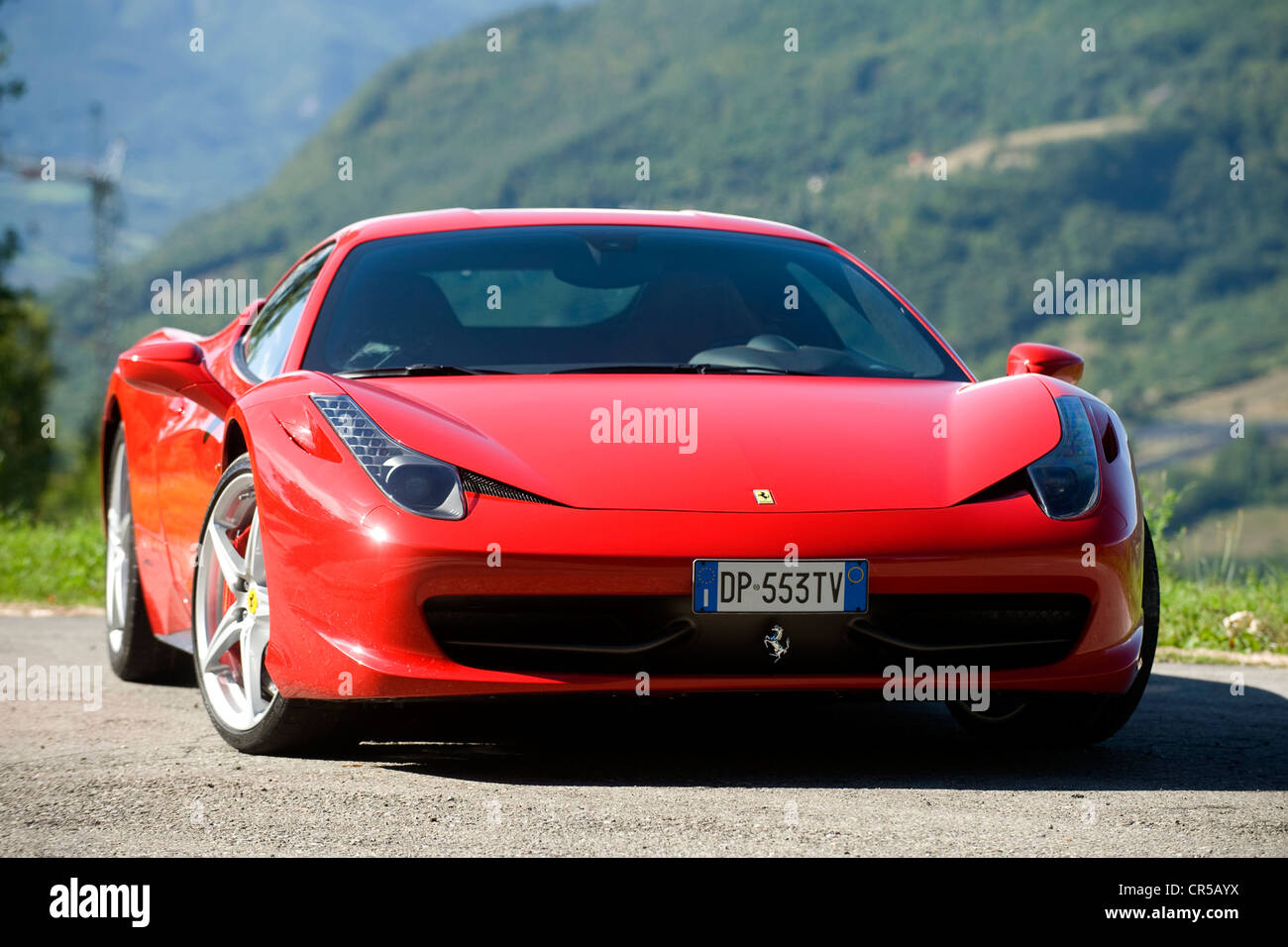 2011 Ferrari 458 Italia red Italian supercar in Modena Stock Photo - Alamy