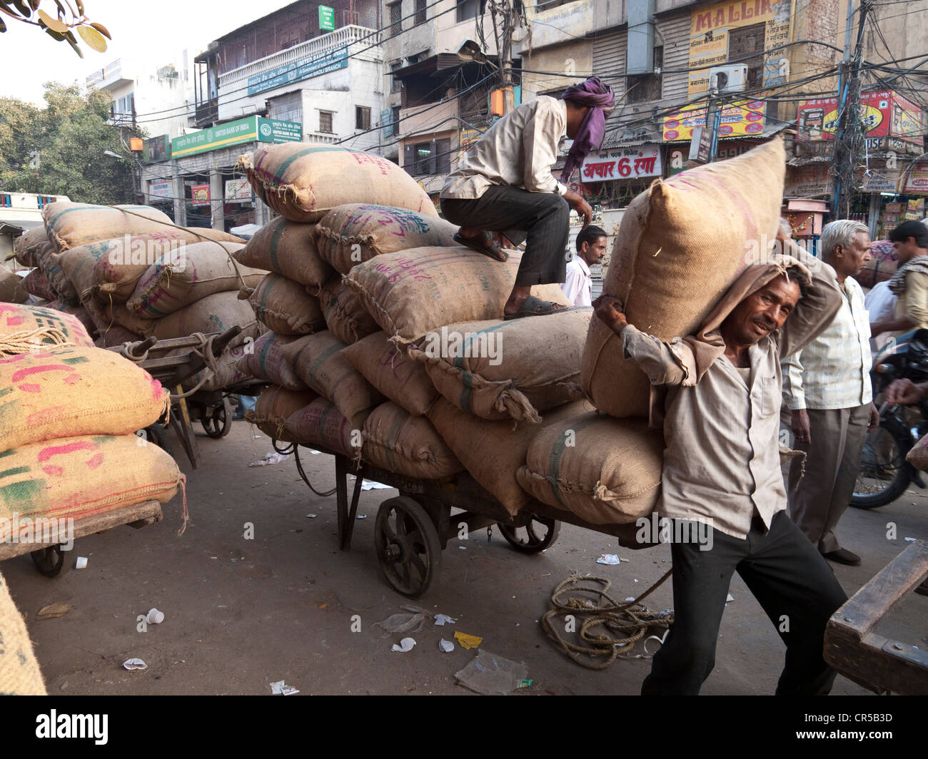 Spices and crops are transported with traditional karts to the spice ...