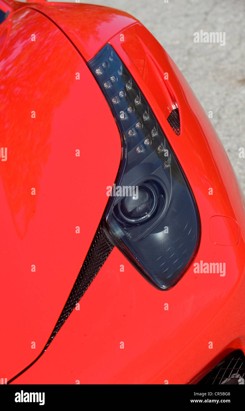 2011 Ferrari 458 Italia red Italian supercar in Modena headlamp Stock ...