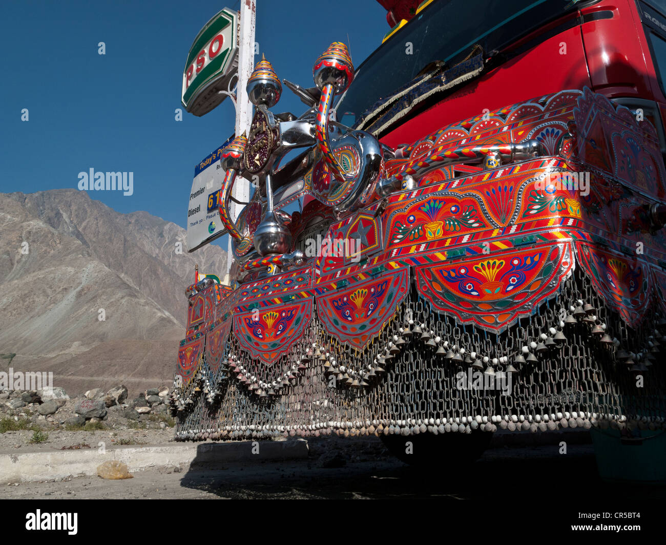 Colourfully decorated Pakistani truck, Gilgit, North West Frontier ...